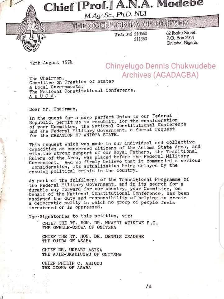 ONITSHA AND OGBARU OPTION TO JOIN ANIOMA AND SOUTH-SOUTH IN ACCORD WITH ...